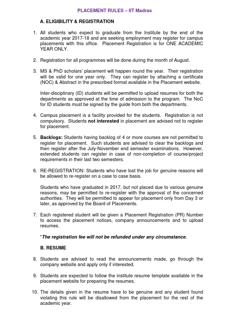 Placement Rules 2017-18 PDF | PDF | Identity Document | Government