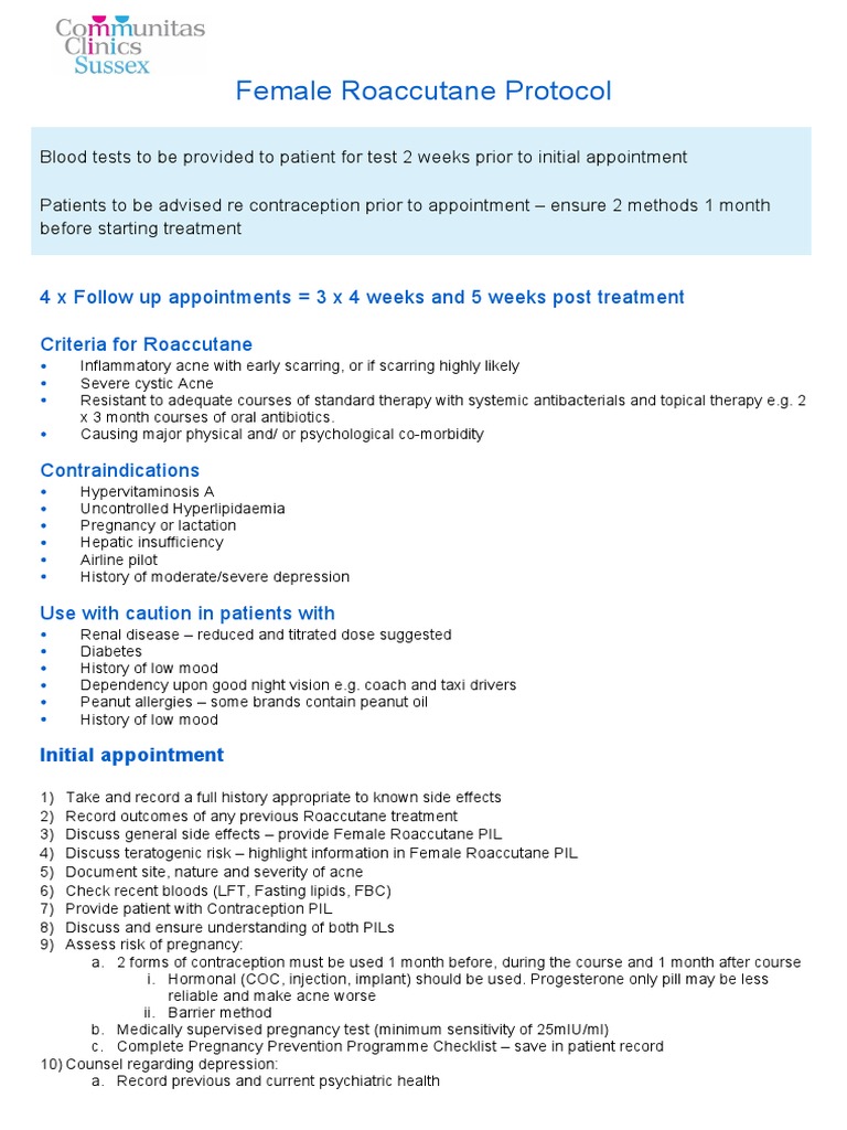Roaccutane Prescribing Protocol Female | PDF | Birth Control | Health ...