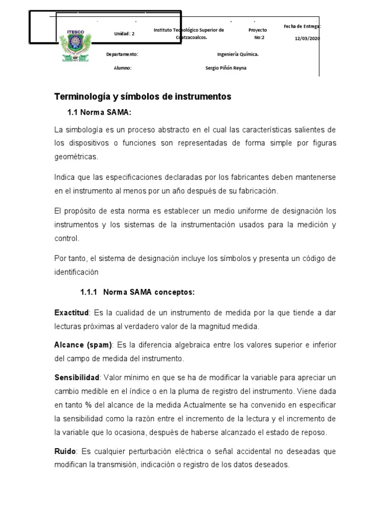 Terminología y Símbolos de Instrumentación | PDF | Ingeniería ...
