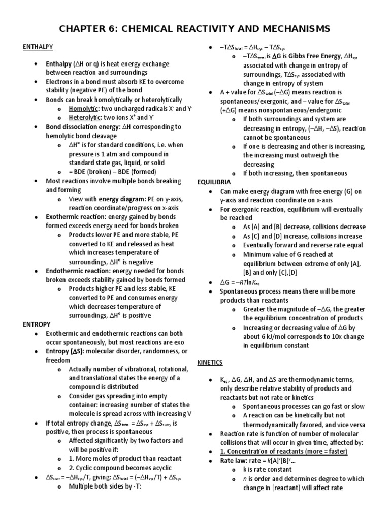 Chemical Reactivity and Mechanisms Overview | PDF | Chemical Reactions ...