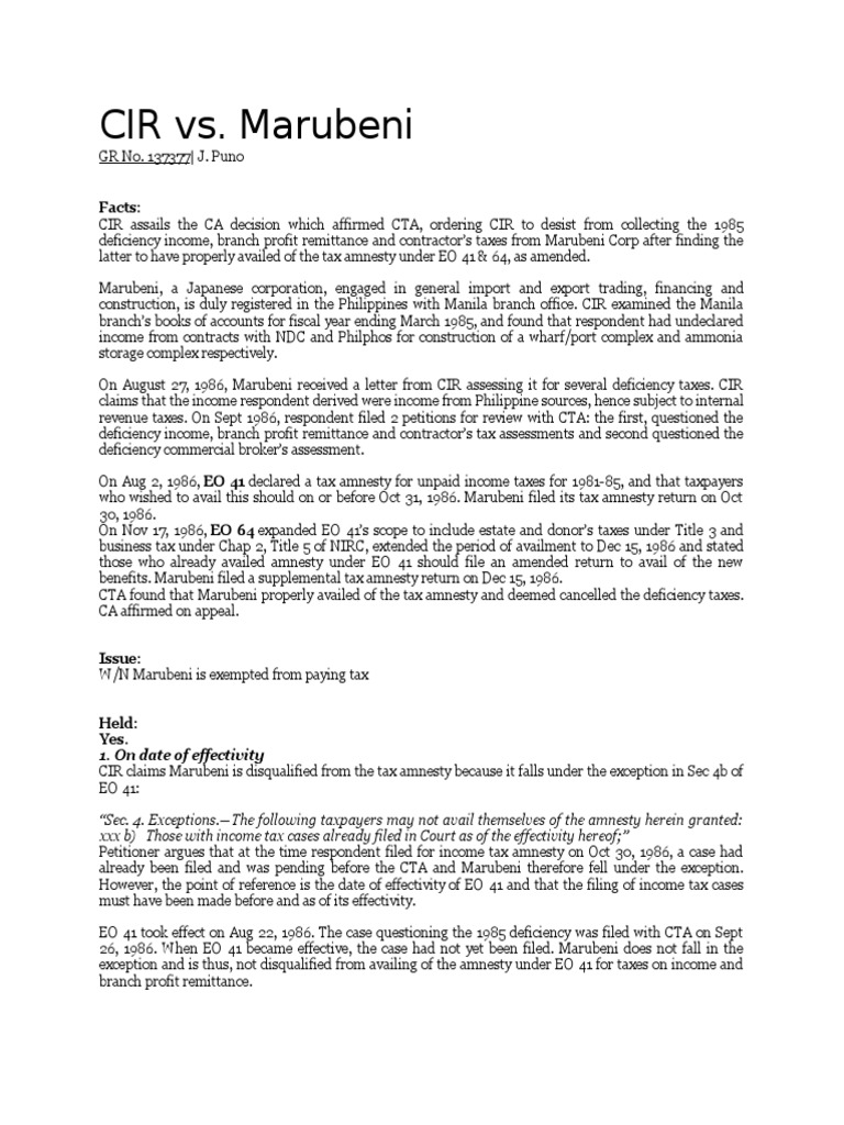 CIR Vs Marubeni | PDF | Taxes | Justice