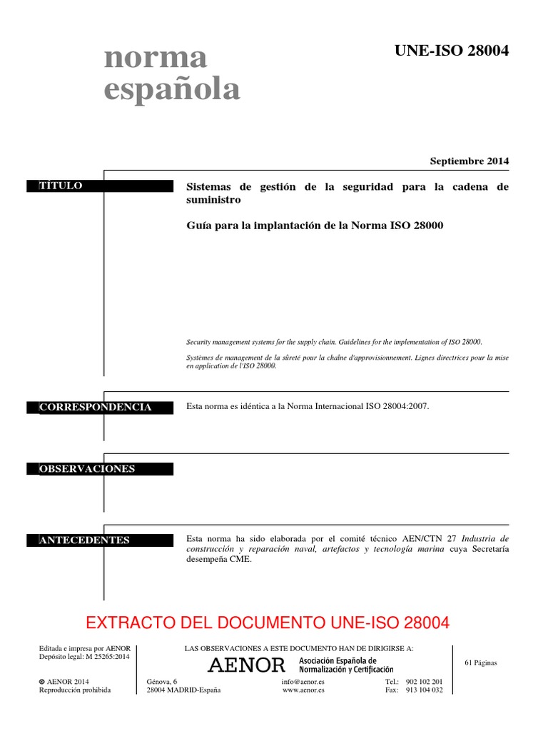 ISO 28000 - Guía Implementación | PDF | Organización internacional para ...