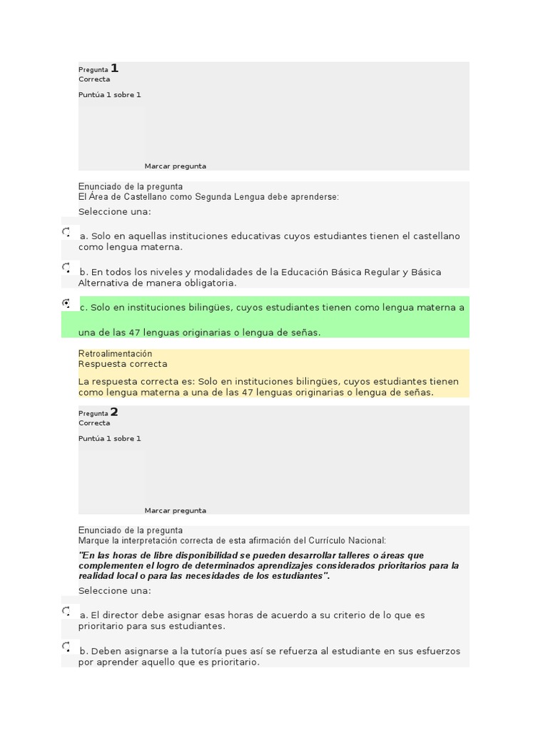 Cuestionario 4 | PDF | Plan de estudios | Educación primaria