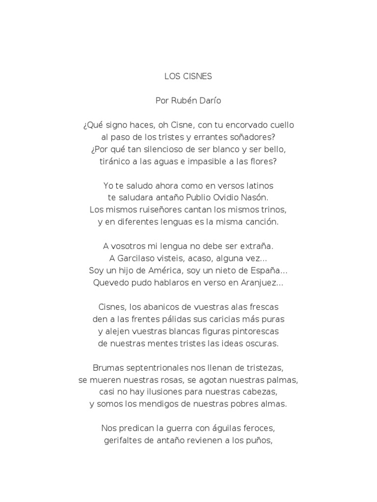Poema "Los Cisnes" de Rubén Darío | PDF | Poesía