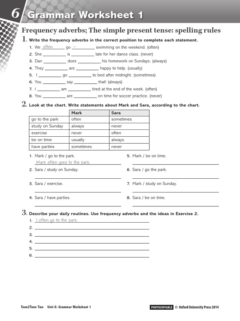 T2T Two U6 Grammarworksheet 1 | PDF
