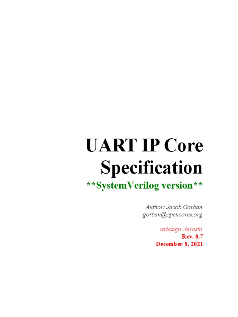 Uart Ip Core Specification: Systemverilog Version | PDF | Input/Output ...