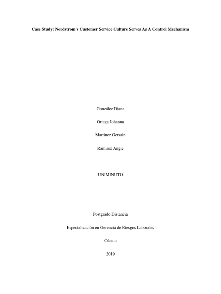 Case Study: Nordstrom's Customer Service Culture Serves As A Control ...