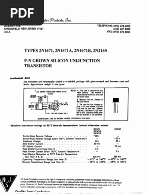 2n2160 Unijunction Transistor Pdf