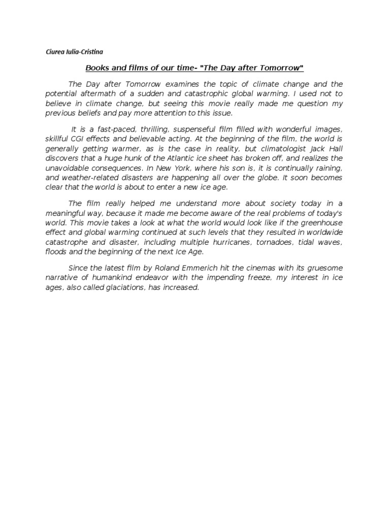 The Day After Tomorrow Movie Review | PDF