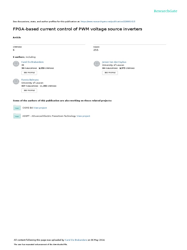 FPGA-based Current Control of PWM Voltage Source Inverters:, Including | PDF | Power Inverter ...