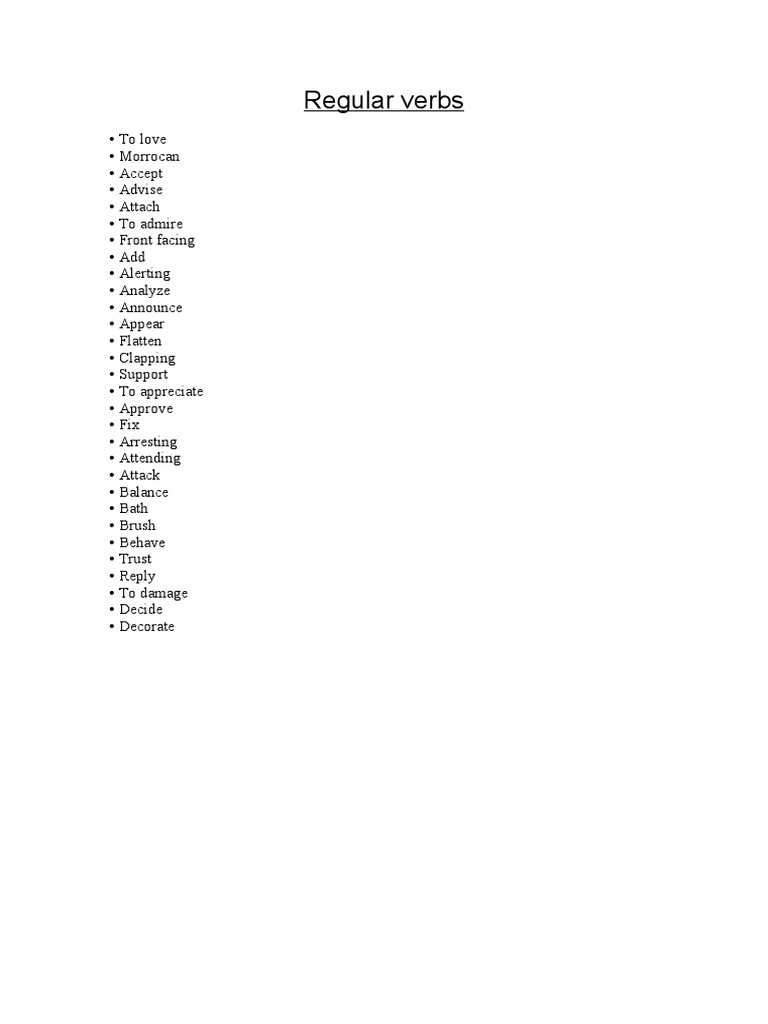 Regular Verbs and Irregular Verbs | Download Free PDF | Components ...