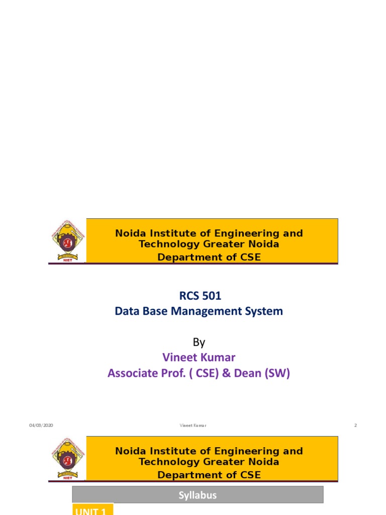 DBMS Updated Unit 1 | PDF | Relational Database | Databases