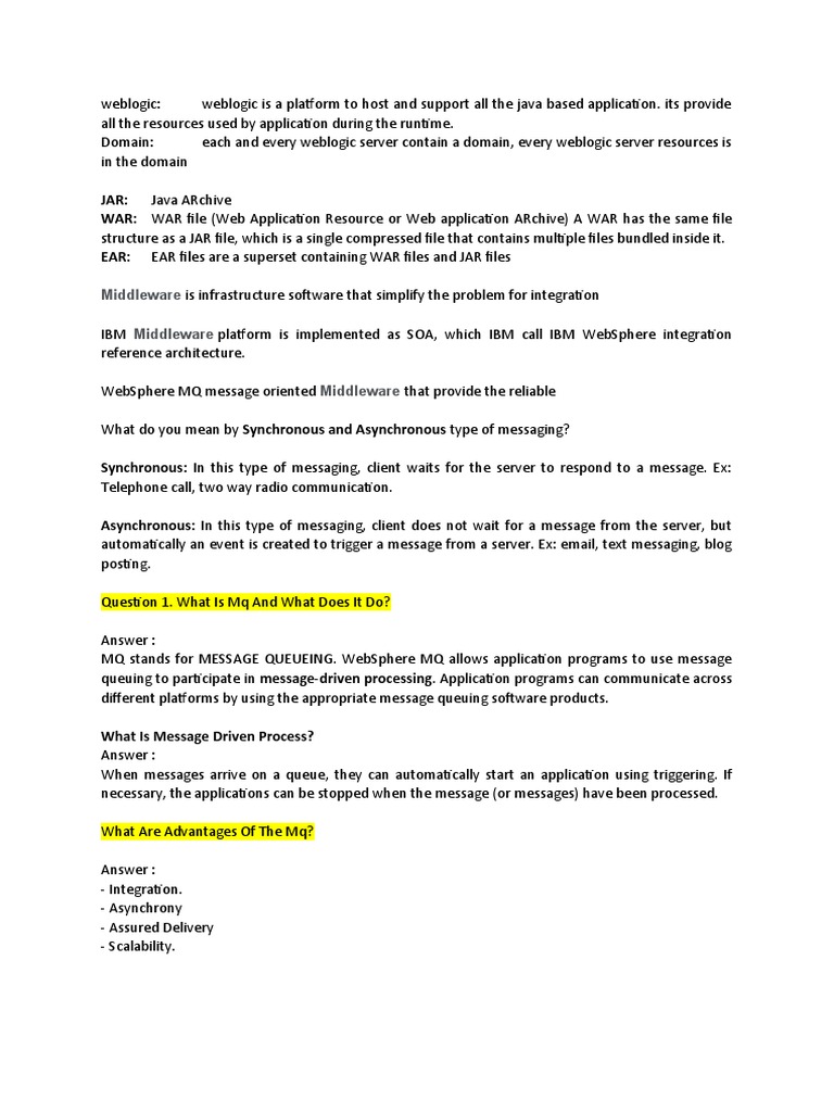 MQ Interview Question | PDF | Distributed Computing | Computer Engineering
