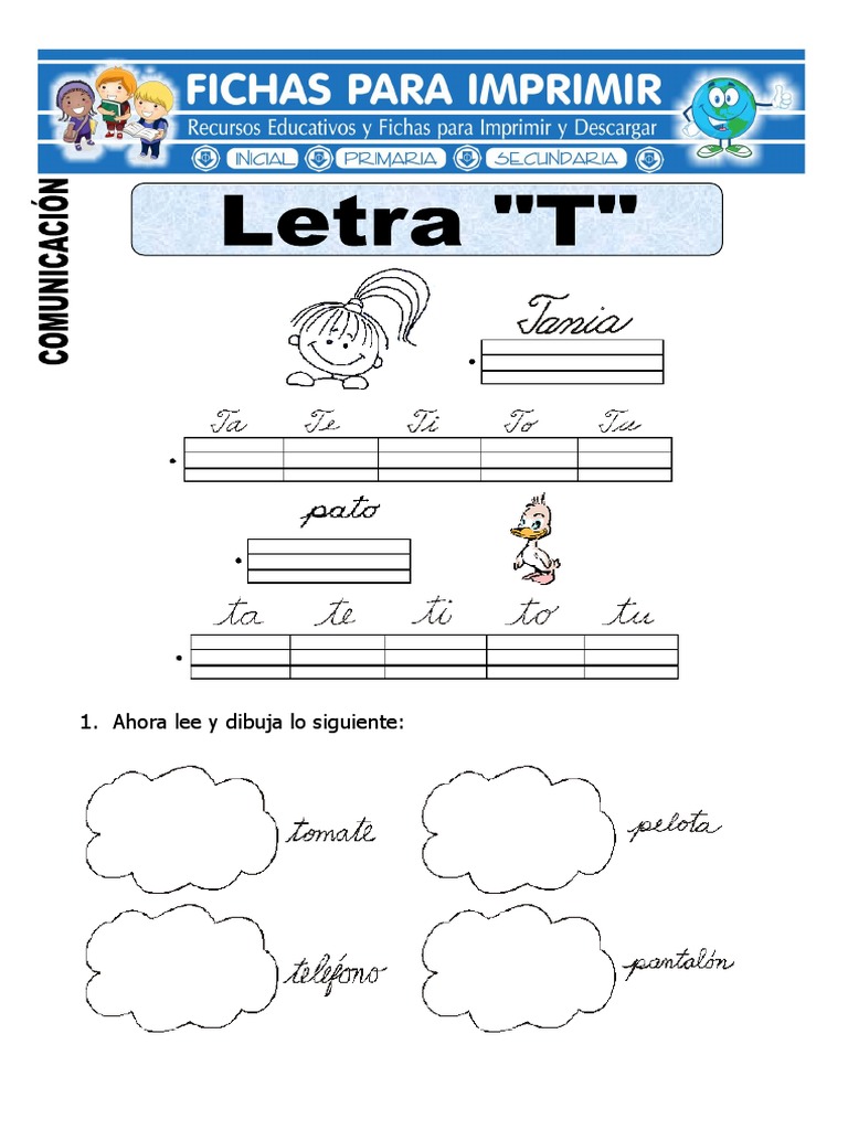 Ficha de La Letra T para Primero de Primaria PDF | PDF