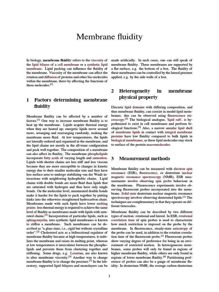 Membrane Fluidity PDF | PDF | Membrane Biology | Molecular Physics