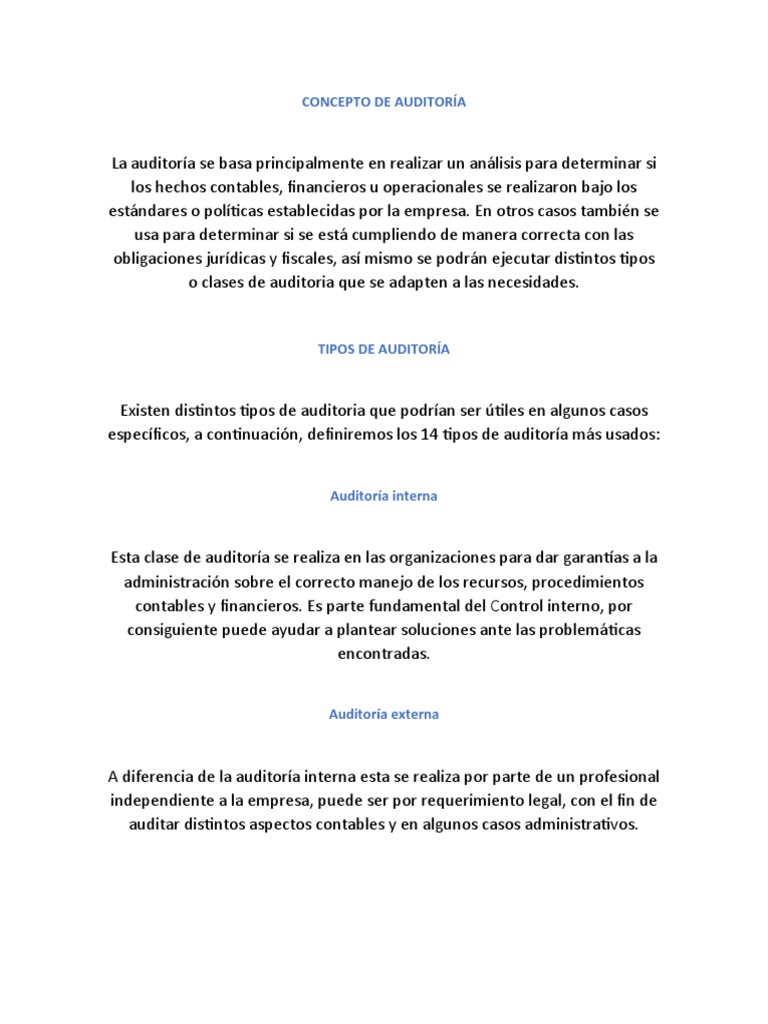 Concepto de Auditoría | PDF | Auditoría | Business