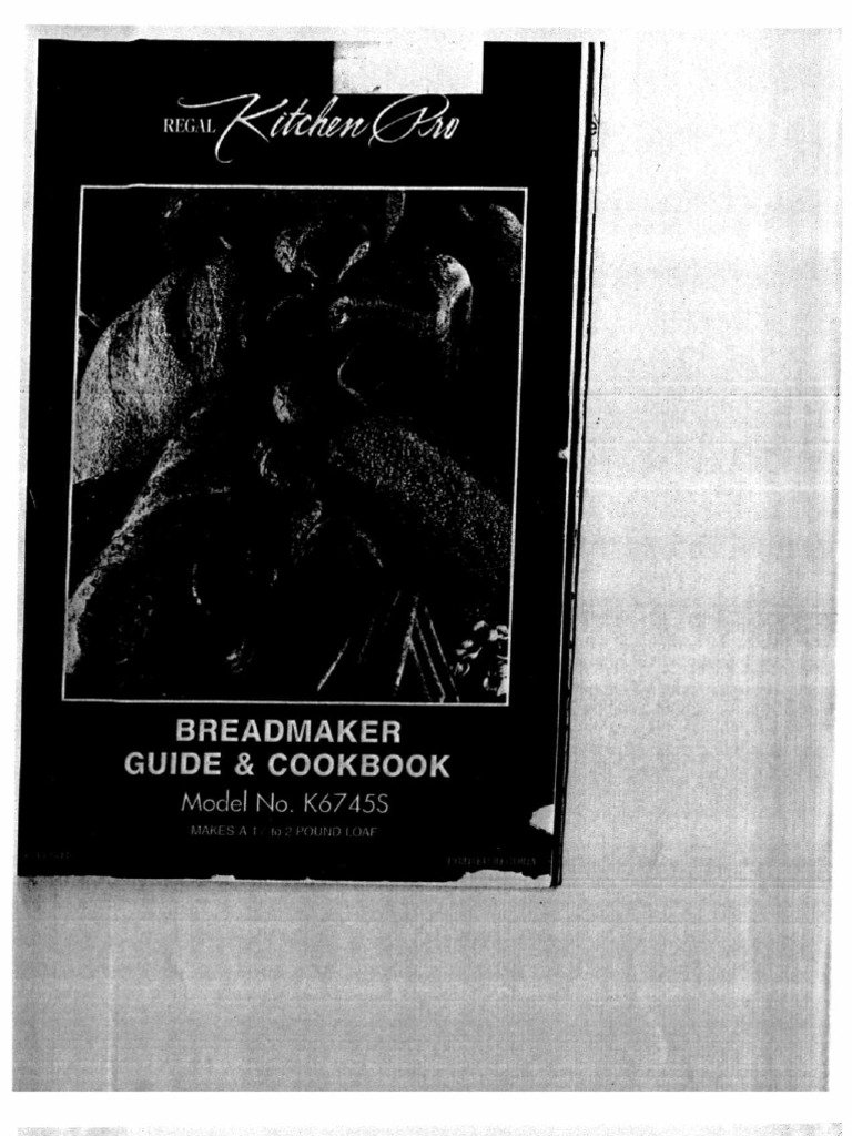 Regal Bread Machine Instruction Manual