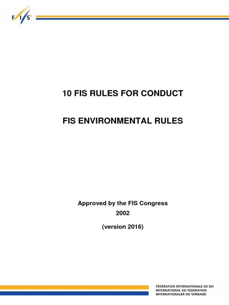 En FIS Rules For Conduct and Environment | PDF | Trail | Traffic