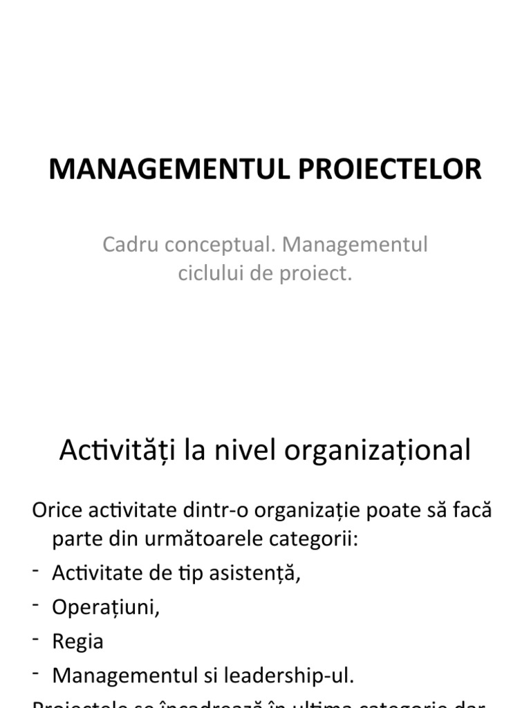 Managementul Proiectelor Cadrul-Conceptual | PDF