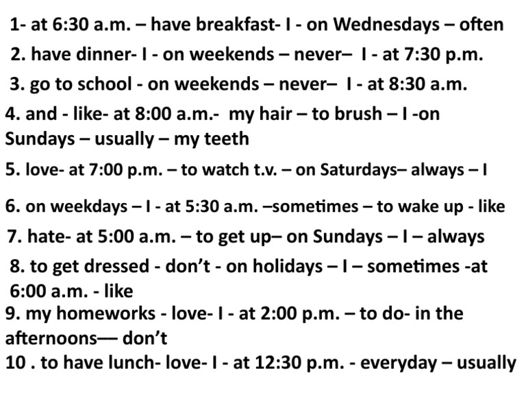 Daily Routine Preferences | PDF