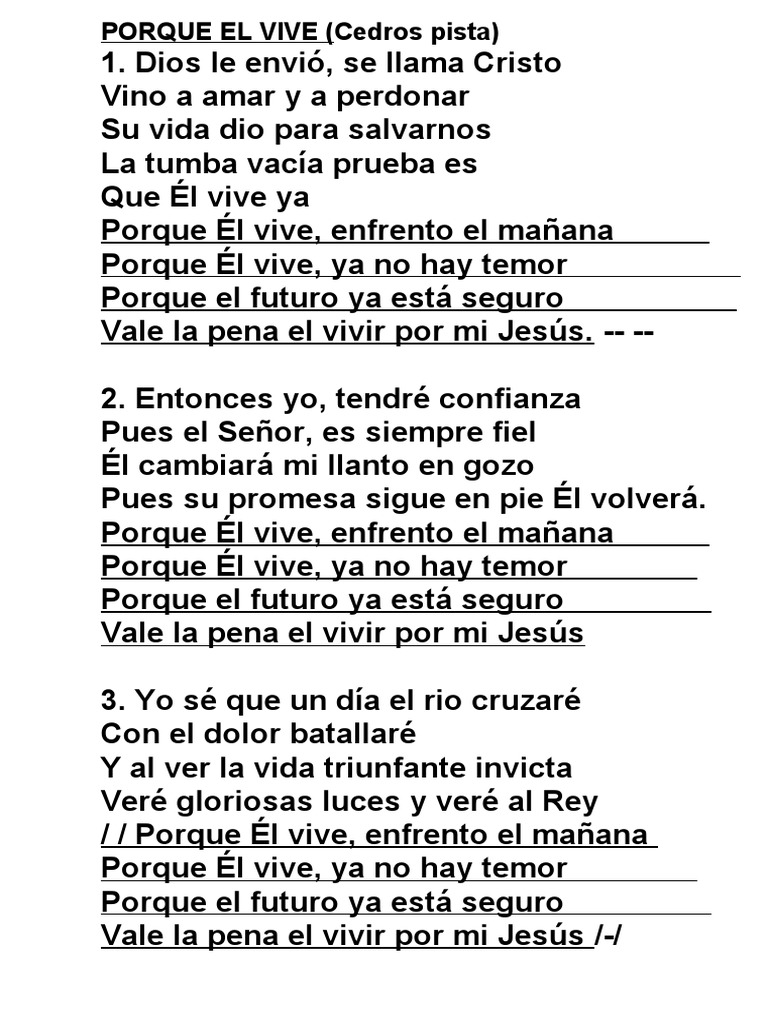 Porque El Vive - Letra Pista | PDF