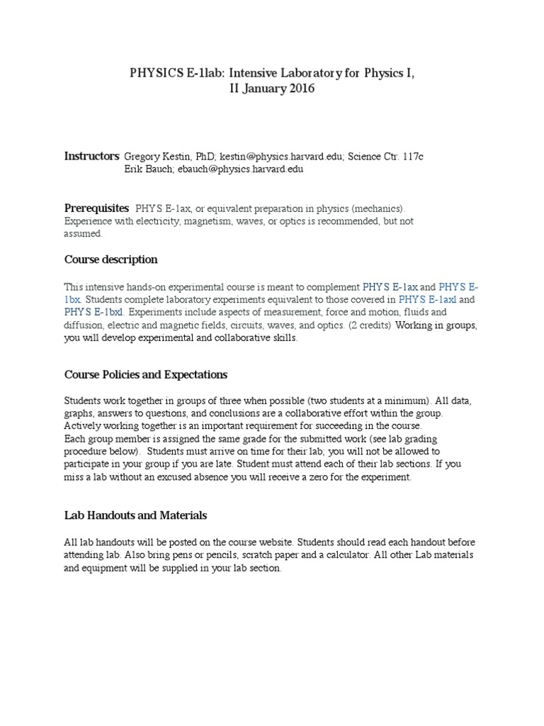 Physics-I and II Lab-Syllabus | PDF | Experiment | Physics