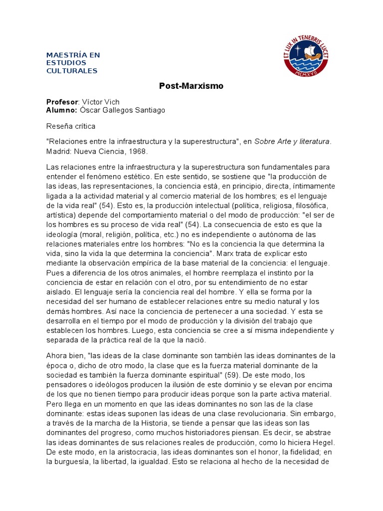 Relaciones Entre La Infraestructura y La Superestructura, Marx | PDF ...