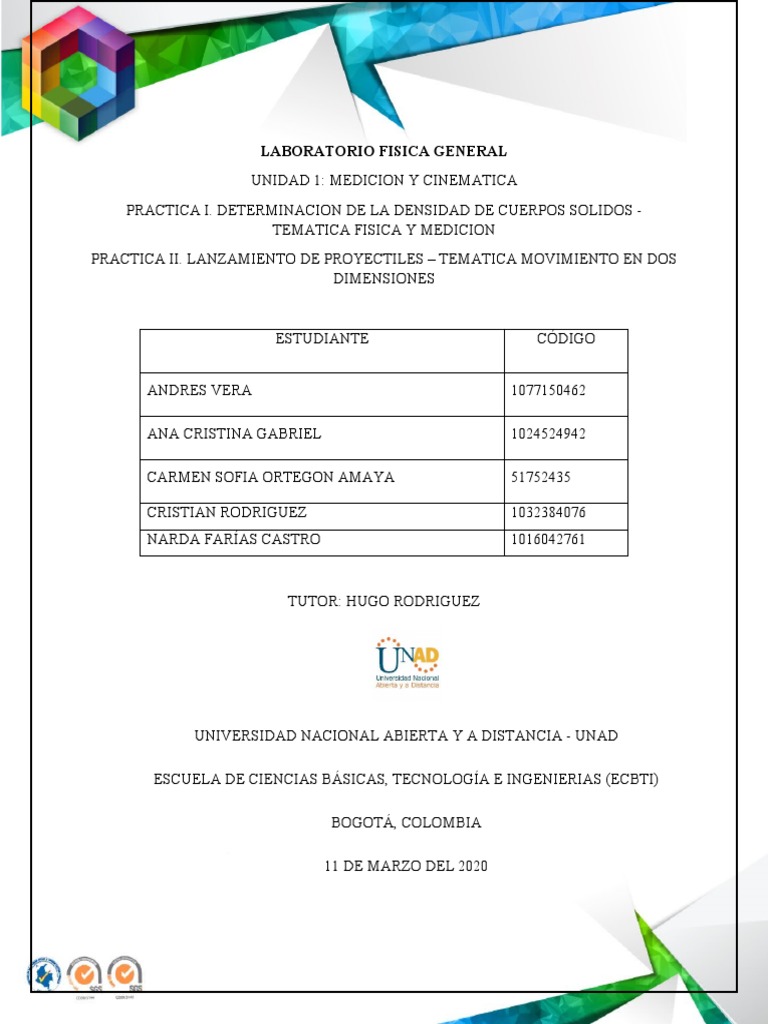 Informe Practica 1 Fisica General | PDF | Densidad | Gases
