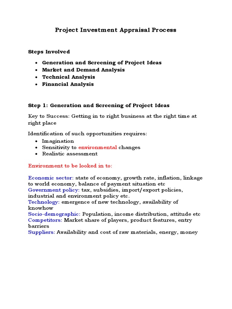 Project Investment Appraisal Process | PDF | Internal Rate Of Return ...