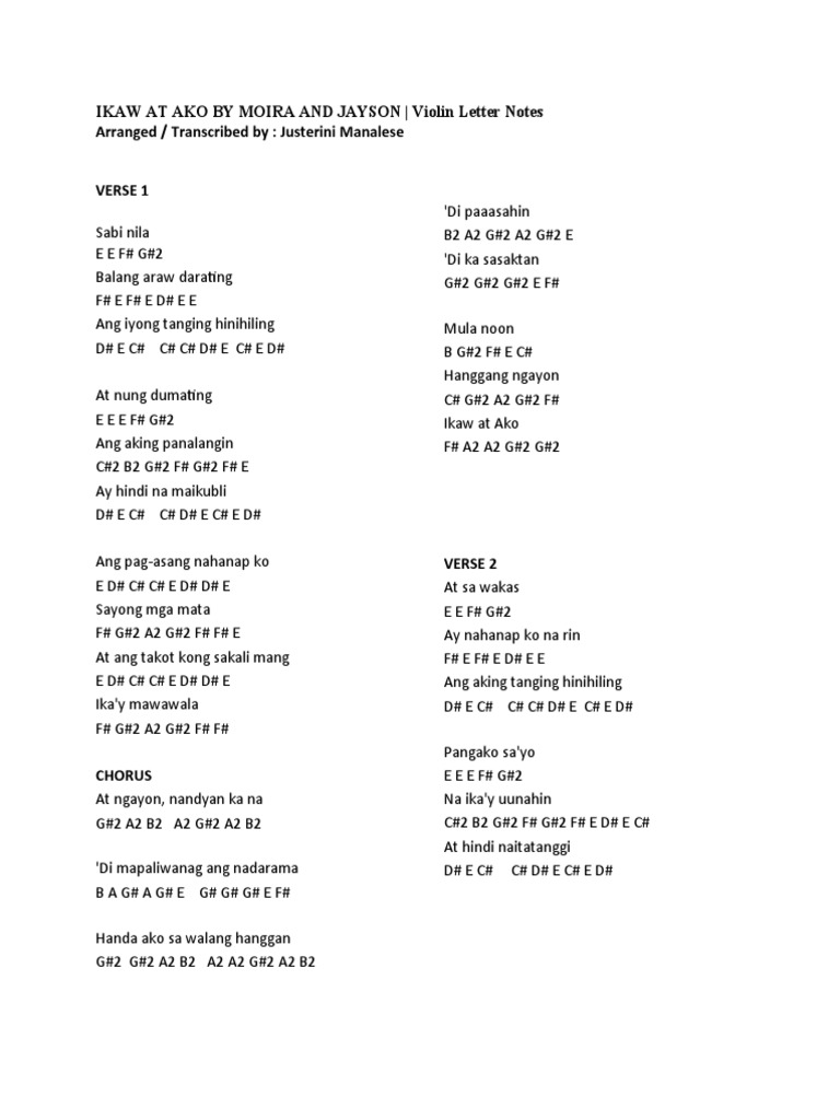 Ikaw at Ako Letter Notes | PDF