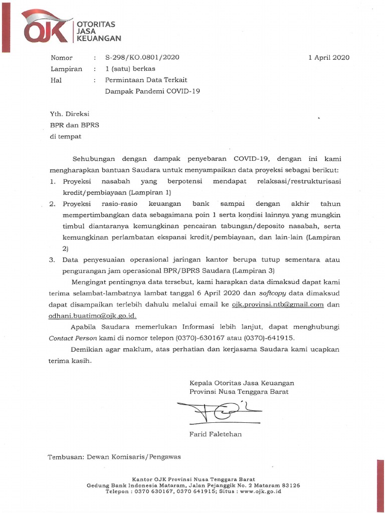 Surat BPR Dan BPRS | PDF