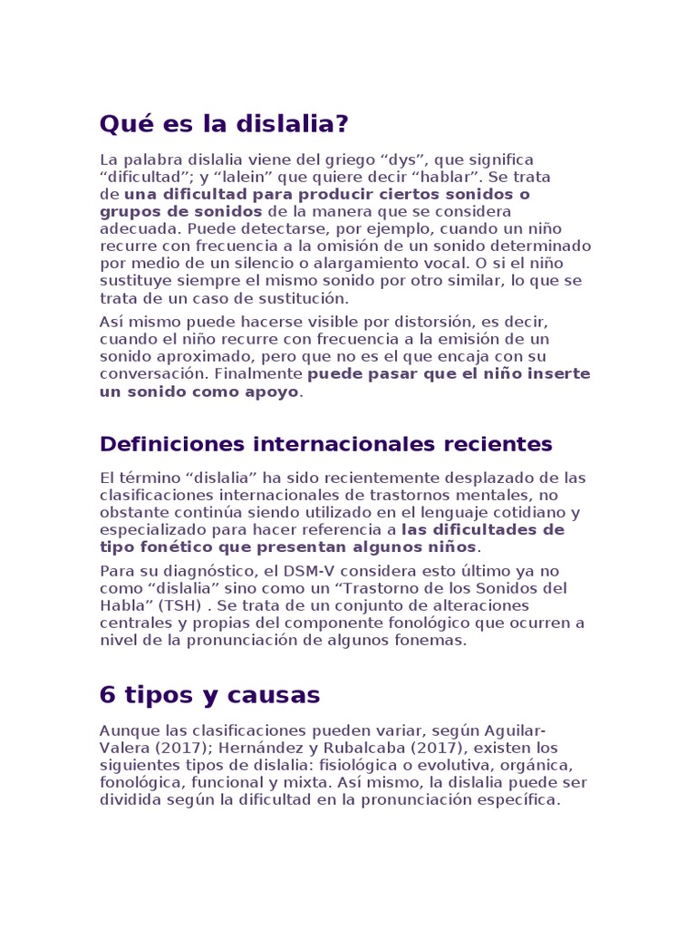 Tipos y causas de la dislalia | PDF | Ciencia cognitiva | Cognición
