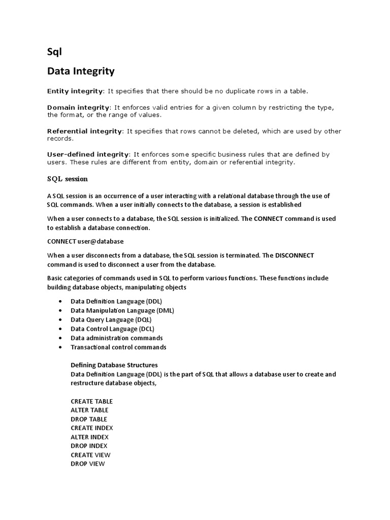 SQL Data Integrity | PDF | Relational Database | Database Transaction