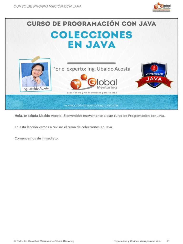 CPJ A Leccion Colecciones | PDF | Objeto (informática) | Java (lenguaje de programación)