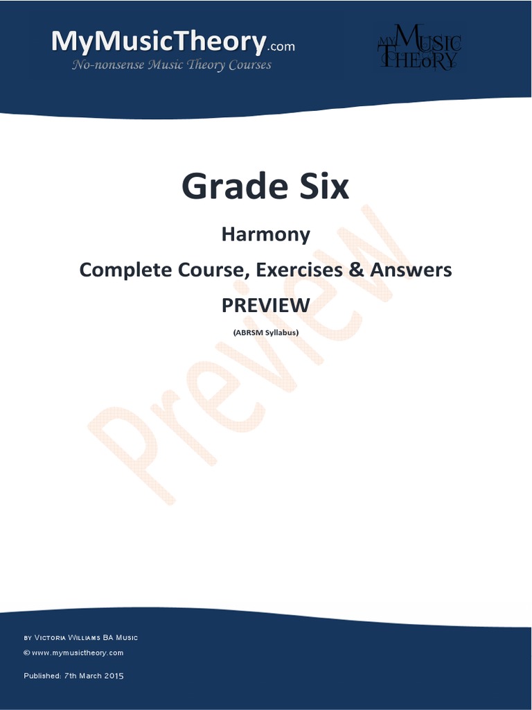 Grade 6 Harmony Course and Exercises Preview PDF | PDF | Chord (Music ...
