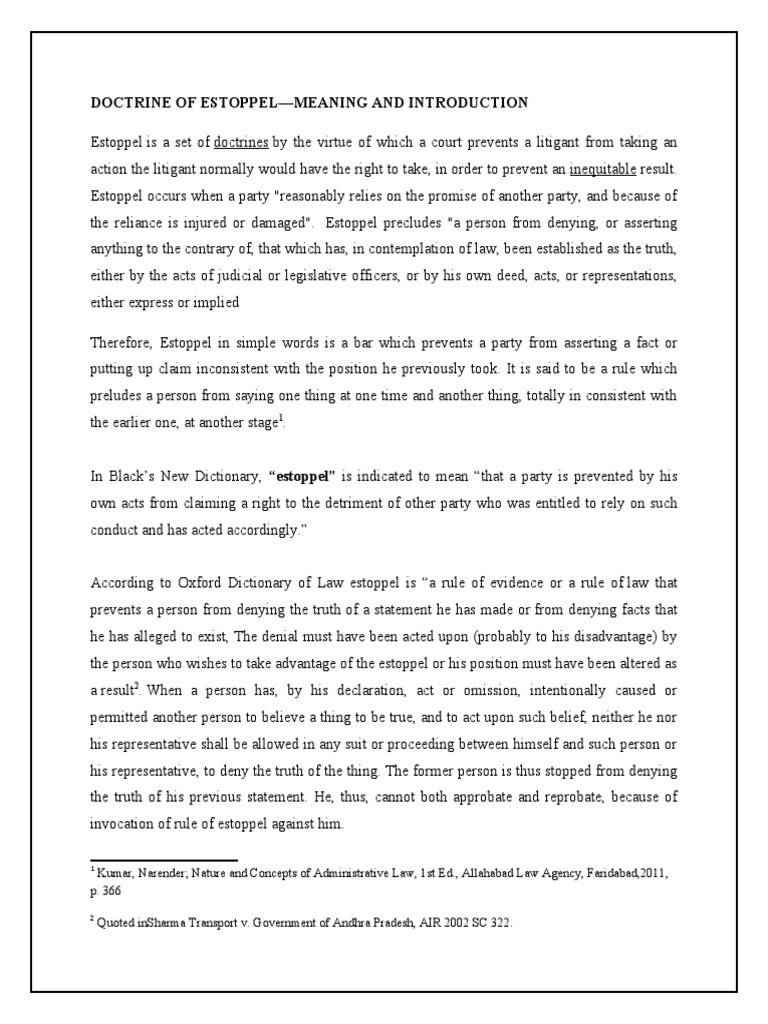 Doctrine of Estoppel | PDF | Estoppel | Leasehold Estate