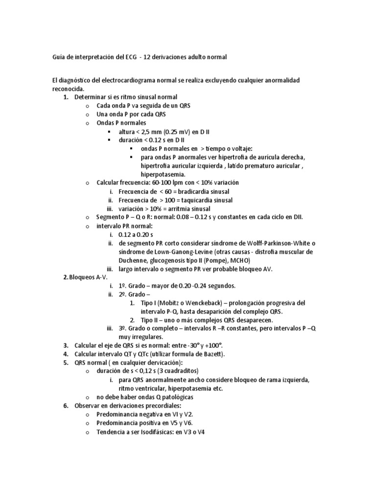 Guía ECG: Interpretación Normal Adulto | PDF | Electrocardiografia ...