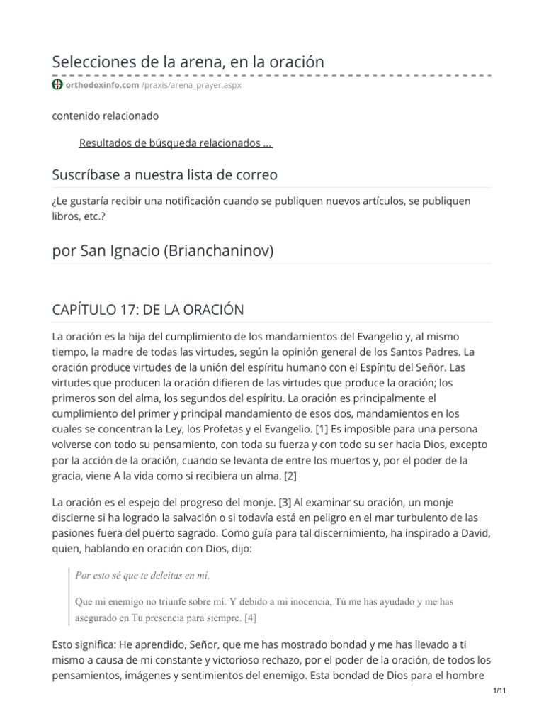 Selections From The Arena On Prayer PDF | Download Free PDF | Monasterio | Oración
