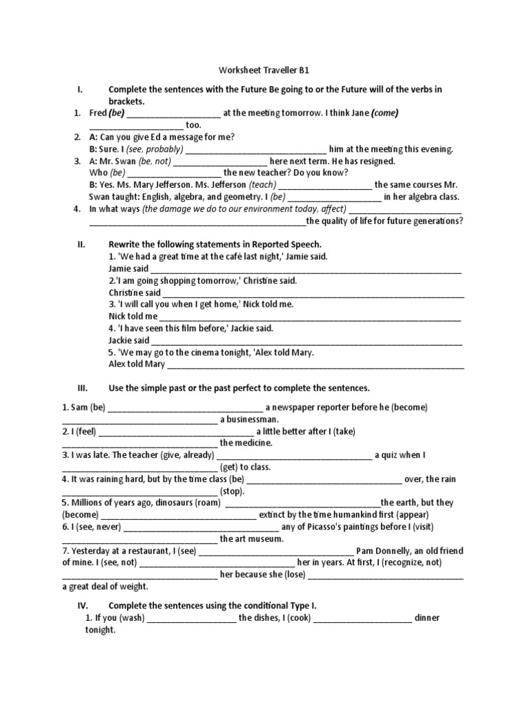 Worksheet Traveller B1 | PDF | Grammar | Linguistics