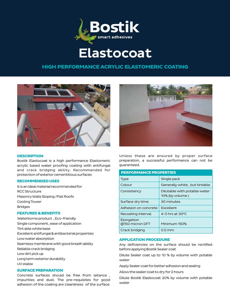 Elastocoat: High Performance Acrylic Elastomeric Coating | PDF | Shelf ...