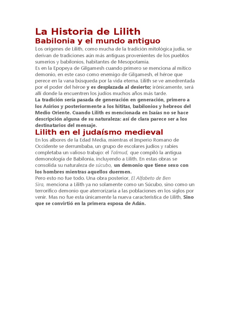 La Historia de Lilith | PDF | Lilith | Demonios