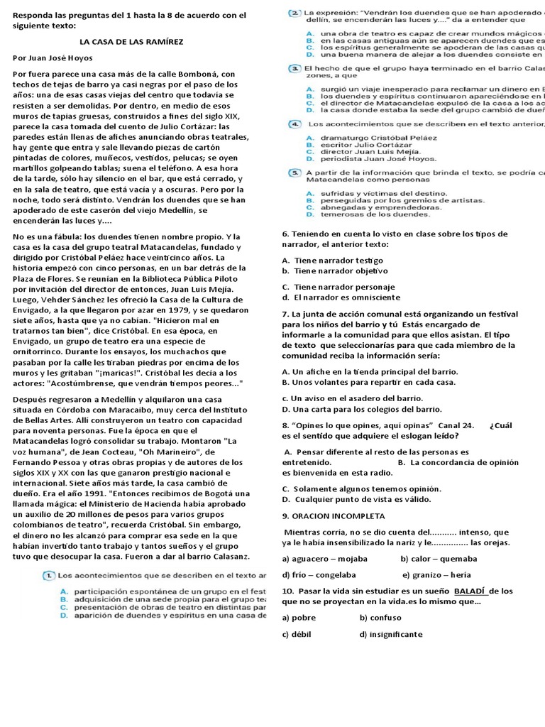 Prueba Saber 9 | PDF | Narración