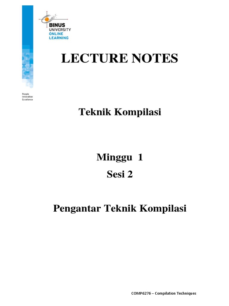 LN01-COMP6276-Compilation Techniques-Introduction To Compiler PDF | PDF