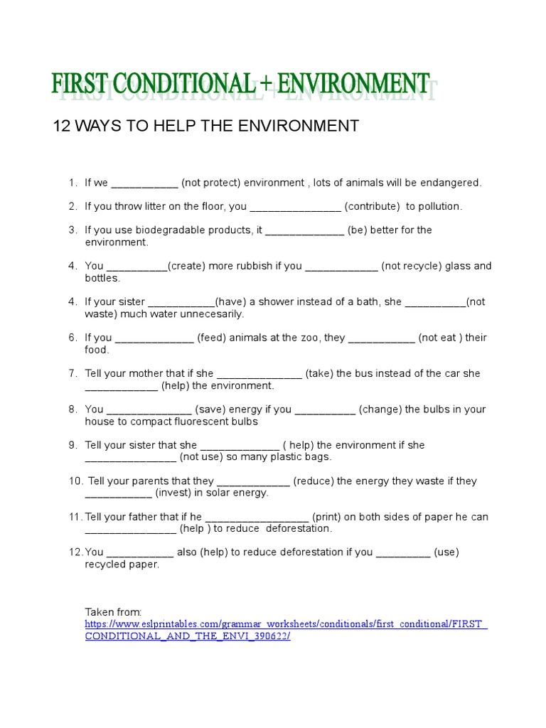 First Conditional and The Environment | PDF
