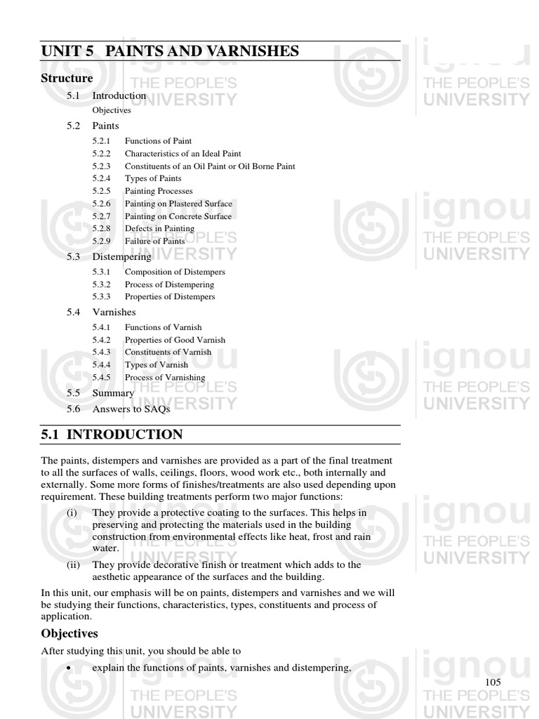 Unit 5 Paints and Varnishes: Structure | PDF | Varnish | Paint
