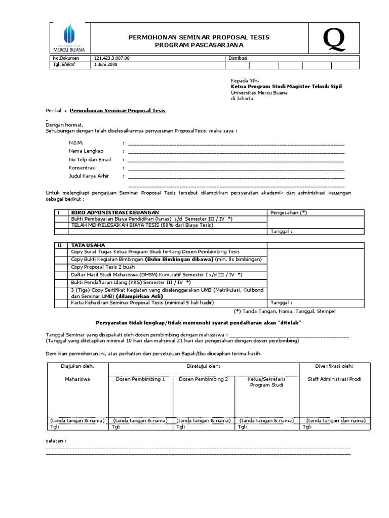 Form Pengajuan Sempro | PDF