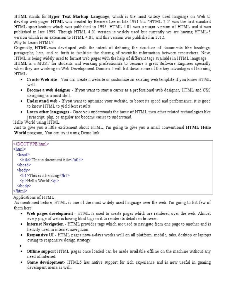 HTML Notes Unit 2 | Download Free PDF | Html | Html Element