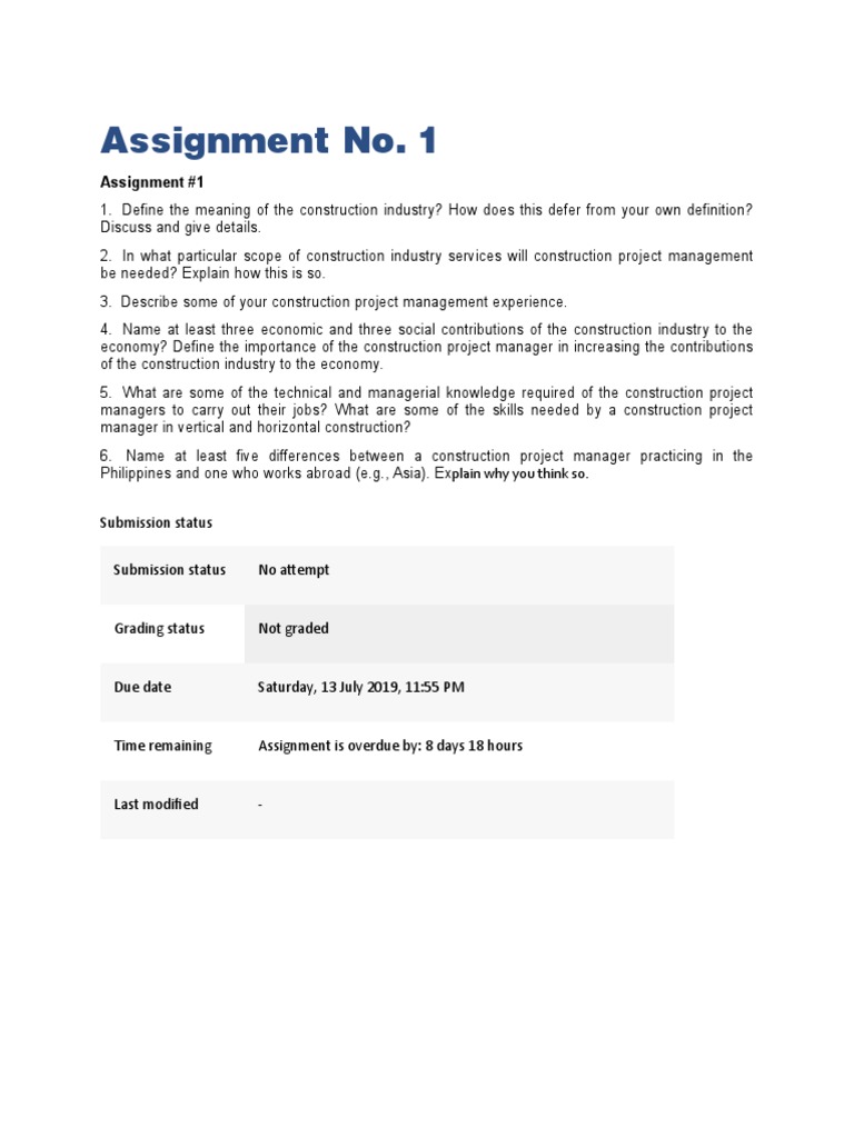 Construction Project Management Assignments | PDF | Project Management ...