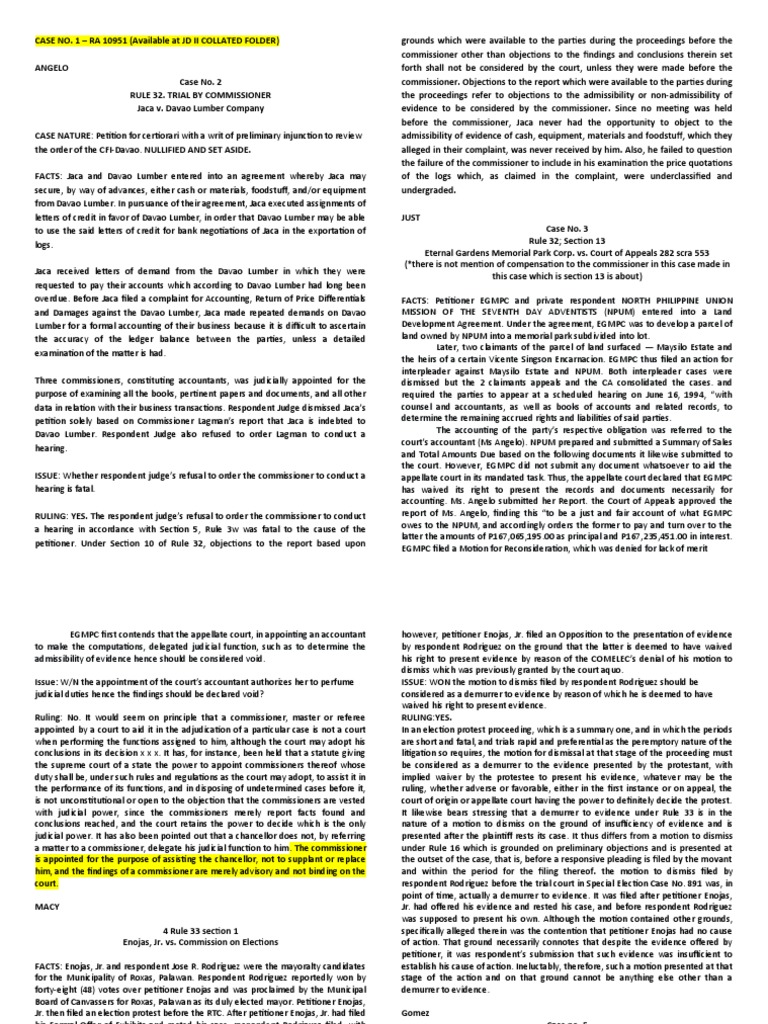 CIVPRO Rule 32 35 Case Digests COMPLETE | PDF | Demurrer | Pleading