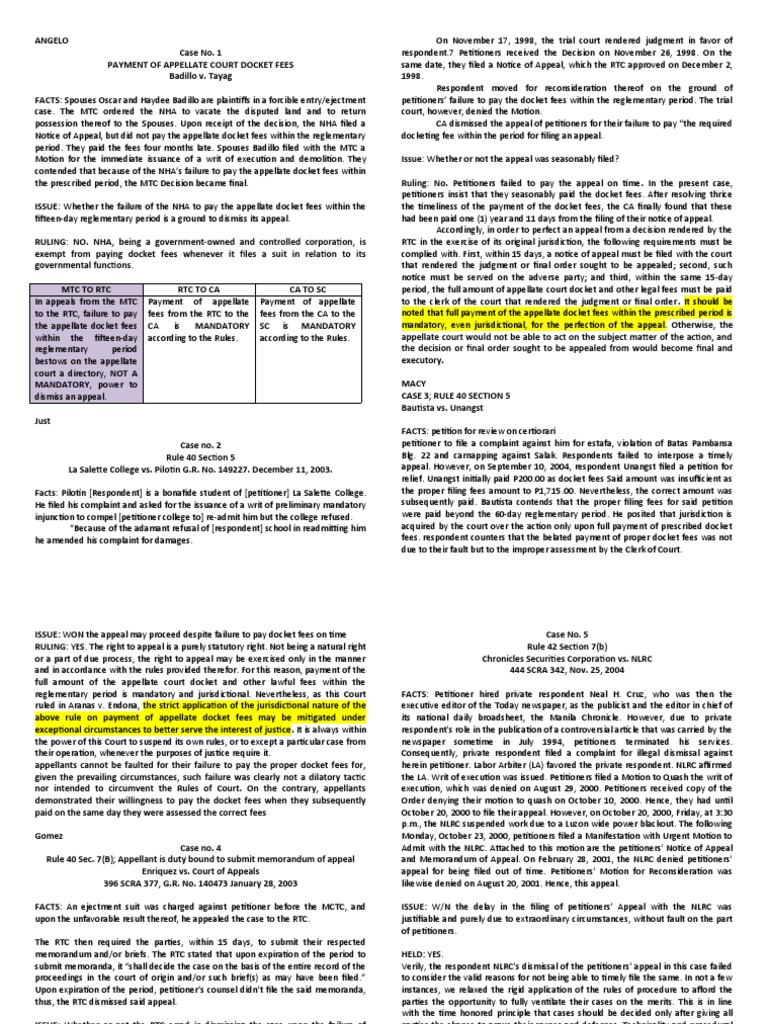 CIVPRO Rule 40 45 Case Digests COMPLETE | PDF | Certiorari | Lawsuit